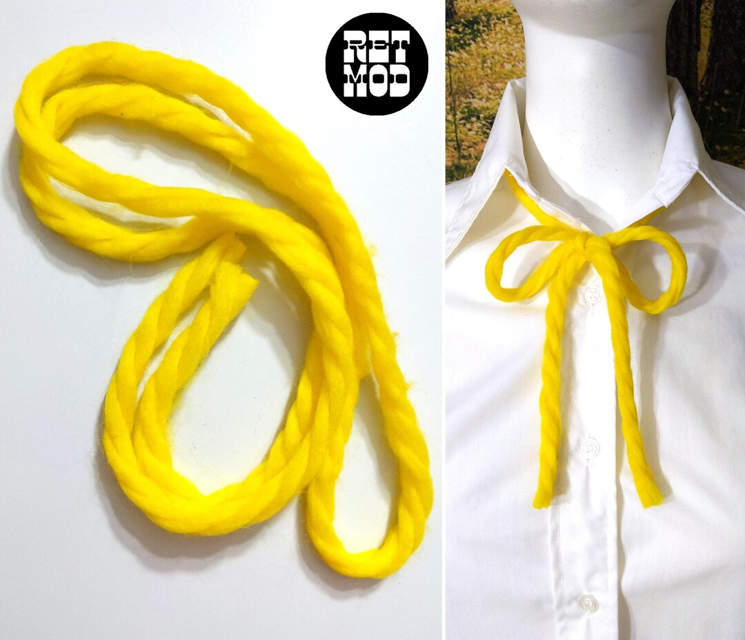 Piece of Vintage 70s Yellow Chunky Yarn Piece for A Neck Tie - Etsy