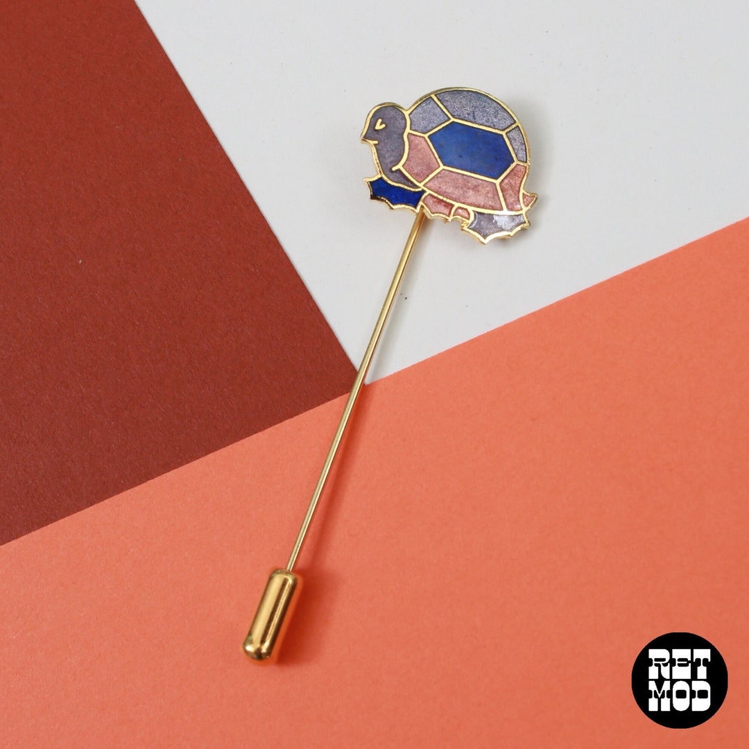 Adorable Vintage 70s 80s Cloissonne Turtle Hat Pin - Etsy