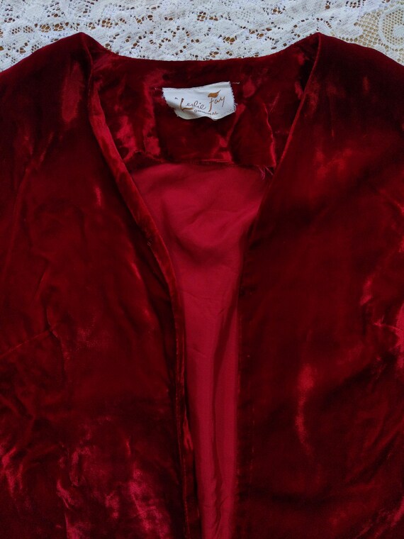 Sexy Slinky Vintage 70s Dark Red Crushed Velvet Cropp… - Gem