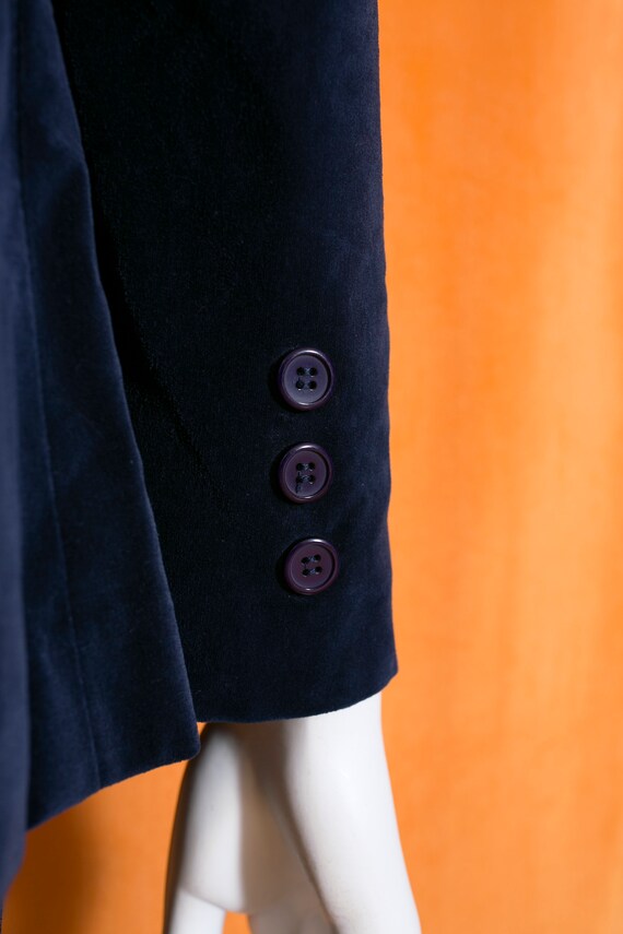 Fabulous Vintage 70s Dark Dusty Blue Velvet Blazer wi… - Gem