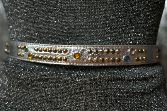 Cool Vintage 80s 90s Silver Gold Studded Belt with Co… - Gem