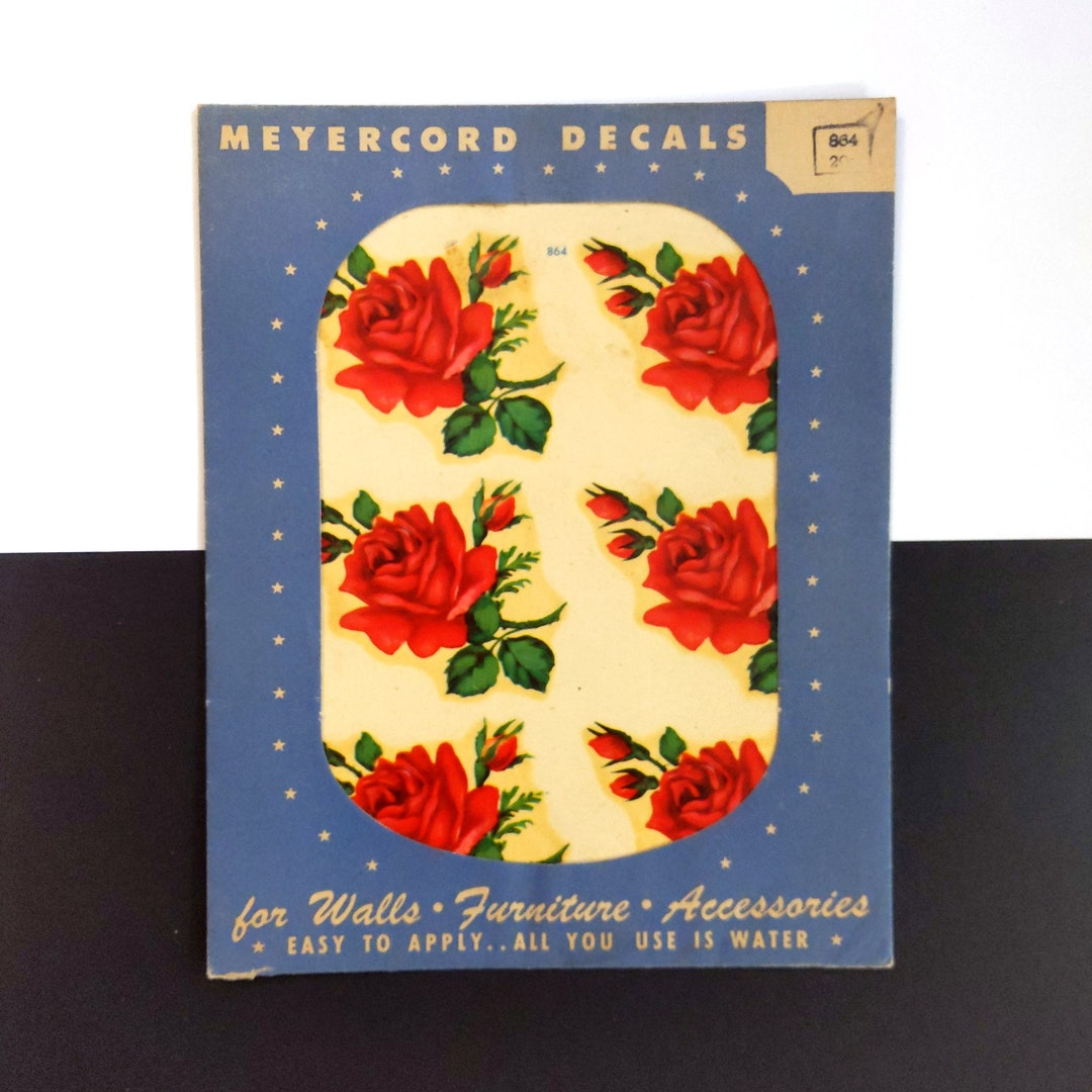 Lovely Vintage 50s 60s Red Roses Flower Decorator Decals - Etsy