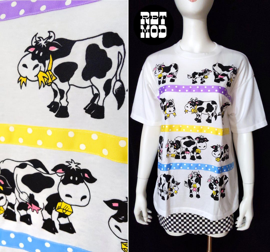 NWOT Vintage 80s 90s Rows of Cows & Ribbons T-shirt - Etsy