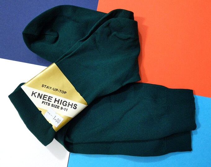 DEADSTOCK Knee Hi's - Vintage 70s 80s Solid Dark Green Knee-high Socks ...