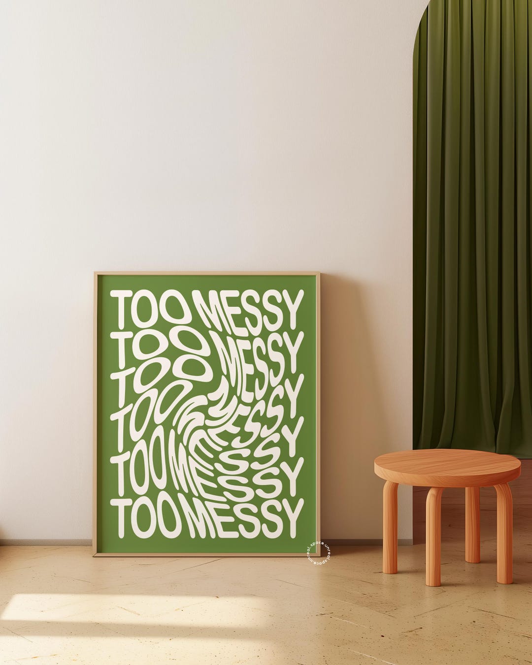 Too Messy Green, Typography Poster, Aesthetic Wall Art, Printable Wall ...