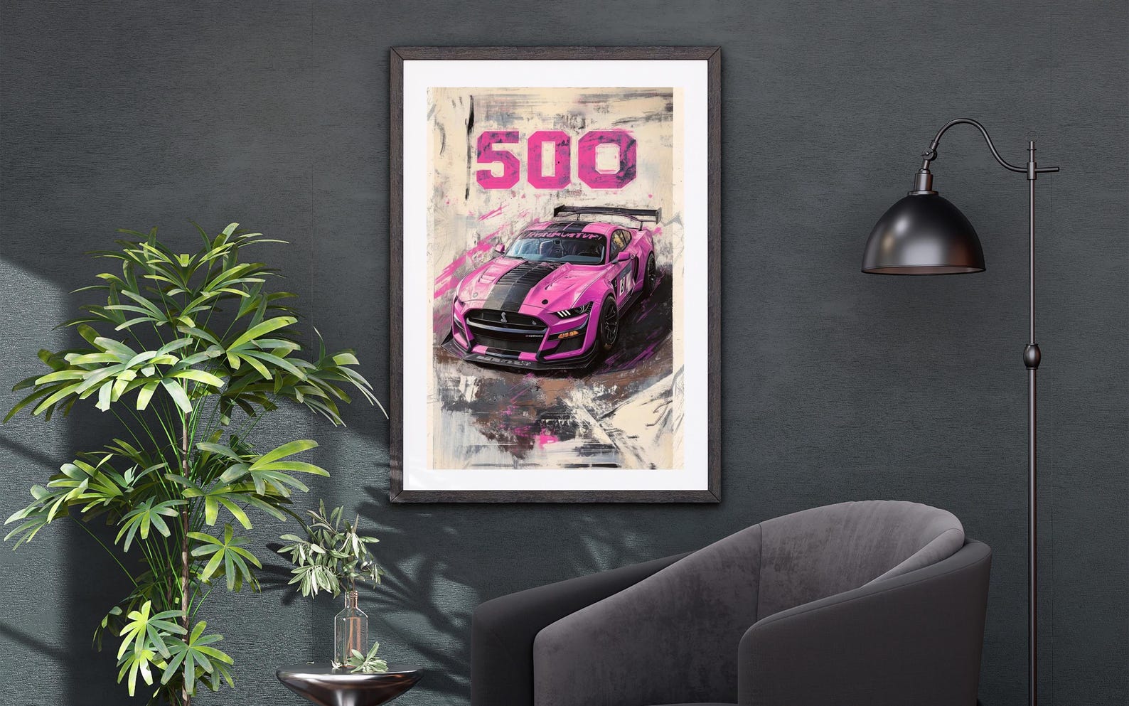 Pink Ford Mustang GT500 Car Wall Art Poster - High-resolution 9:16 JPG ...