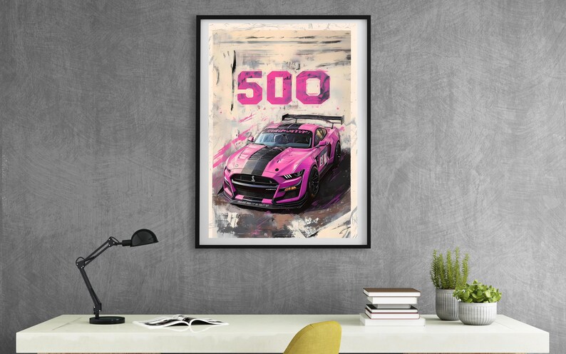 Pink Ford Mustang GT500 Car Wall Art Poster - High-resolution 9:16 JPG ...