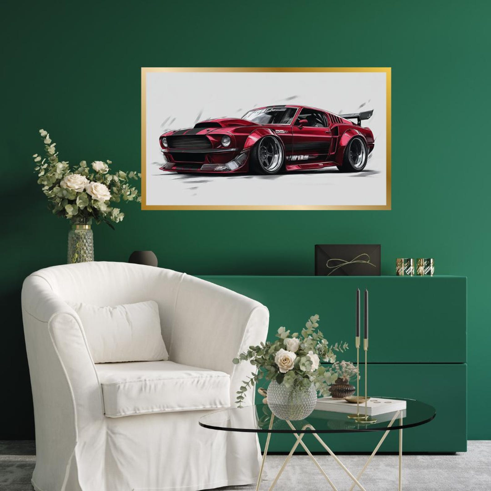 Red Ford Mustang Widebody Digital Wall Art Poster - High-resolution 16: ...