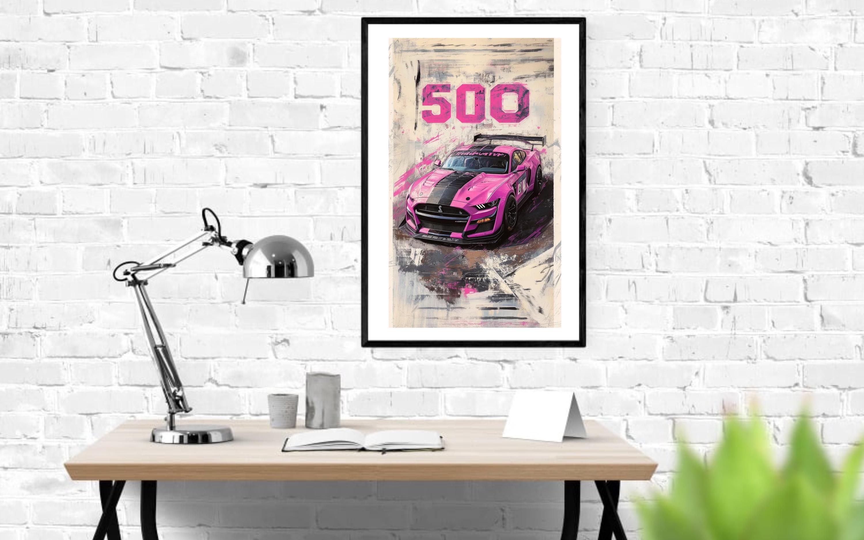 Pink Ford Mustang GT500 Car Wall Art Poster - High-resolution 9:16 JPG ...