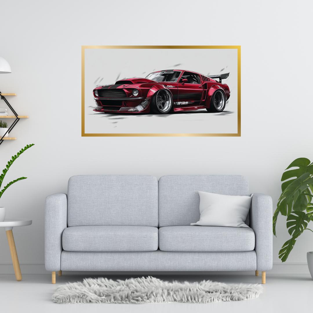 Red Ford Mustang Widebody Digital Wall Art Poster - High-resolution 16: ...