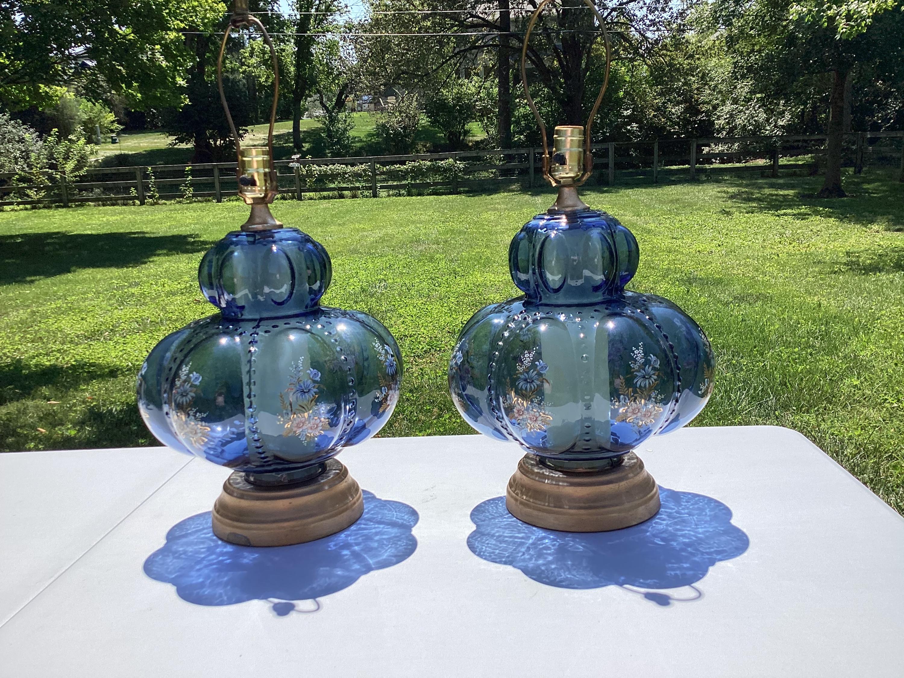 2 RARE Carl Falkenstein Vintage Mid-century Blue Bubble Lamps - Etsy