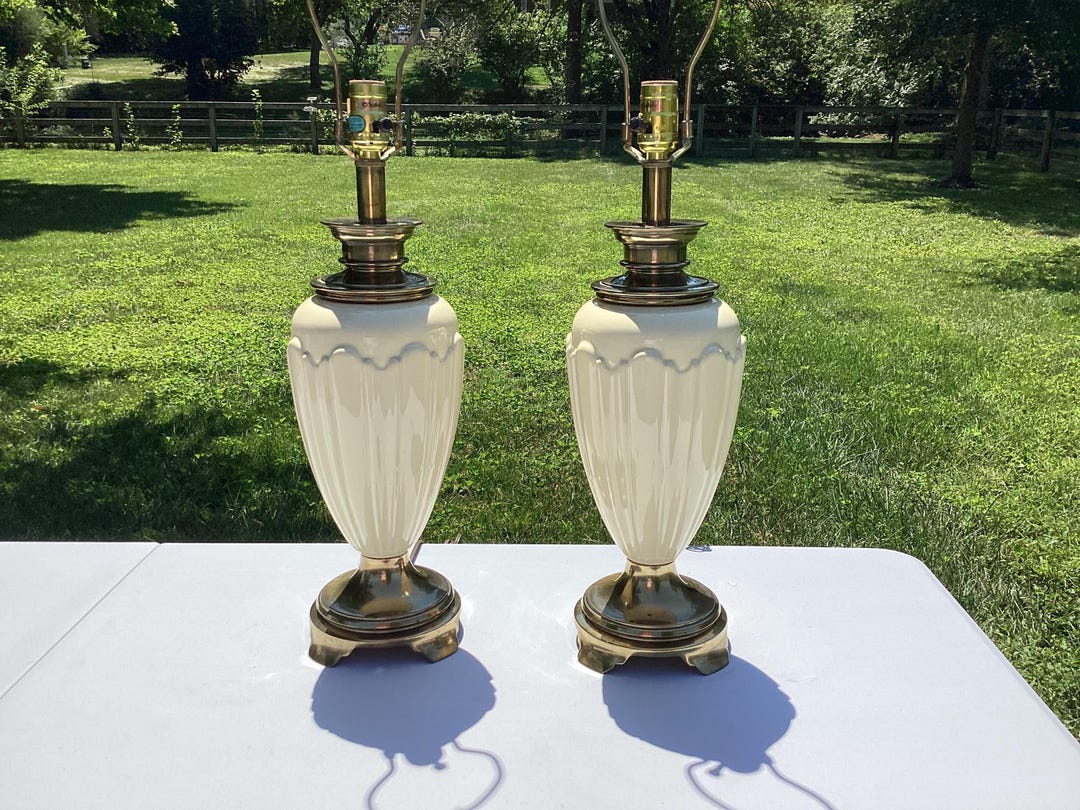 2 Stiffel & Lenox Brass/porcelain Table Lamps - Etsy