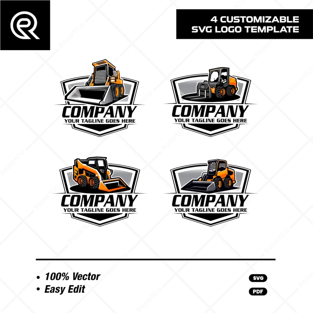 Skid Steer Loader Logo Template | Construction SVG, PDF (instant ...