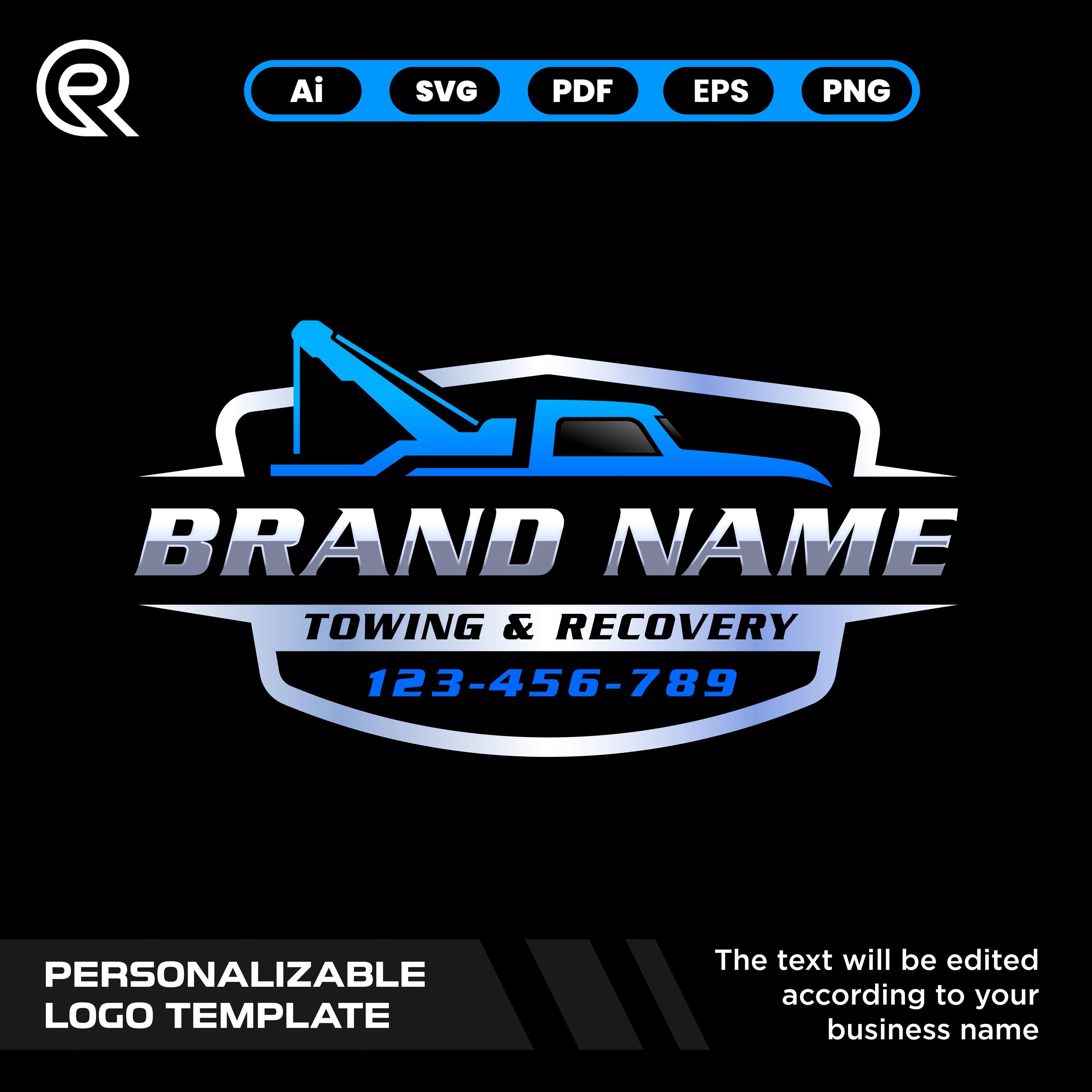 Towing Logo Design, Towing Truck Logo Silhouette, Towing and Recovery ...