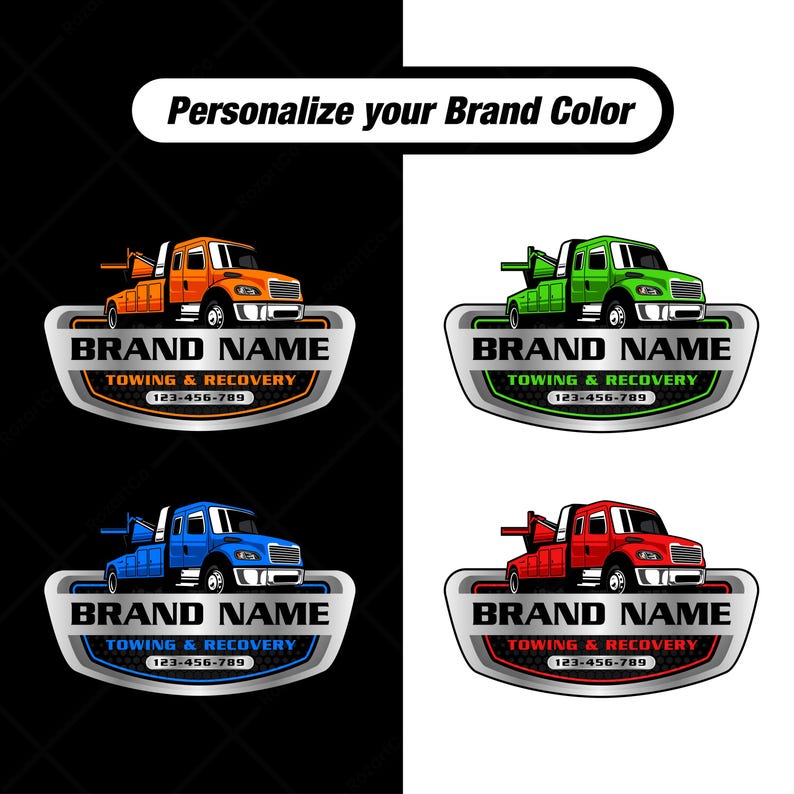 Towing Logo Design, Trucking Logo, Towing Truck Logo Silhouette, Towing ...