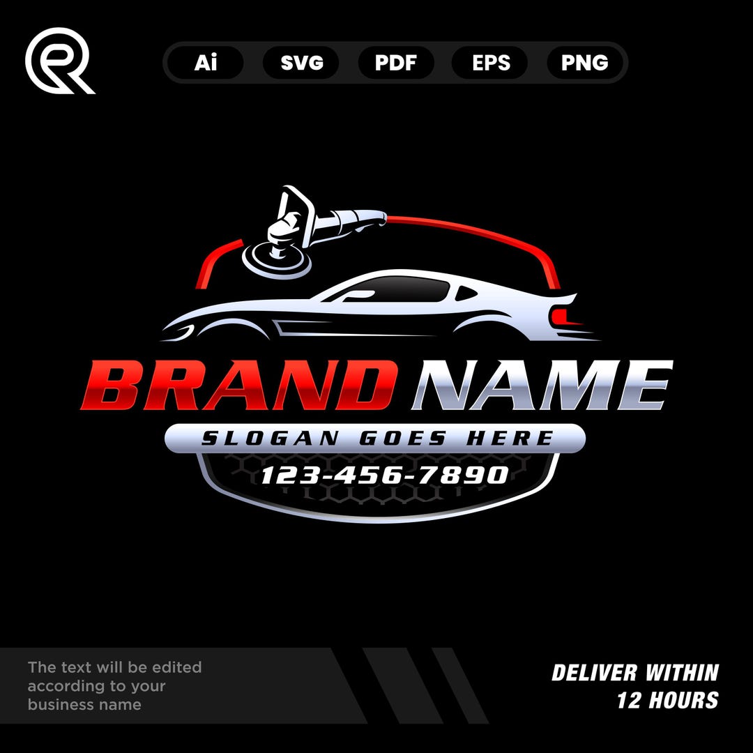Car Detailing Logo, Auto Wash Emblem, Polishing Machine Design (digital ...