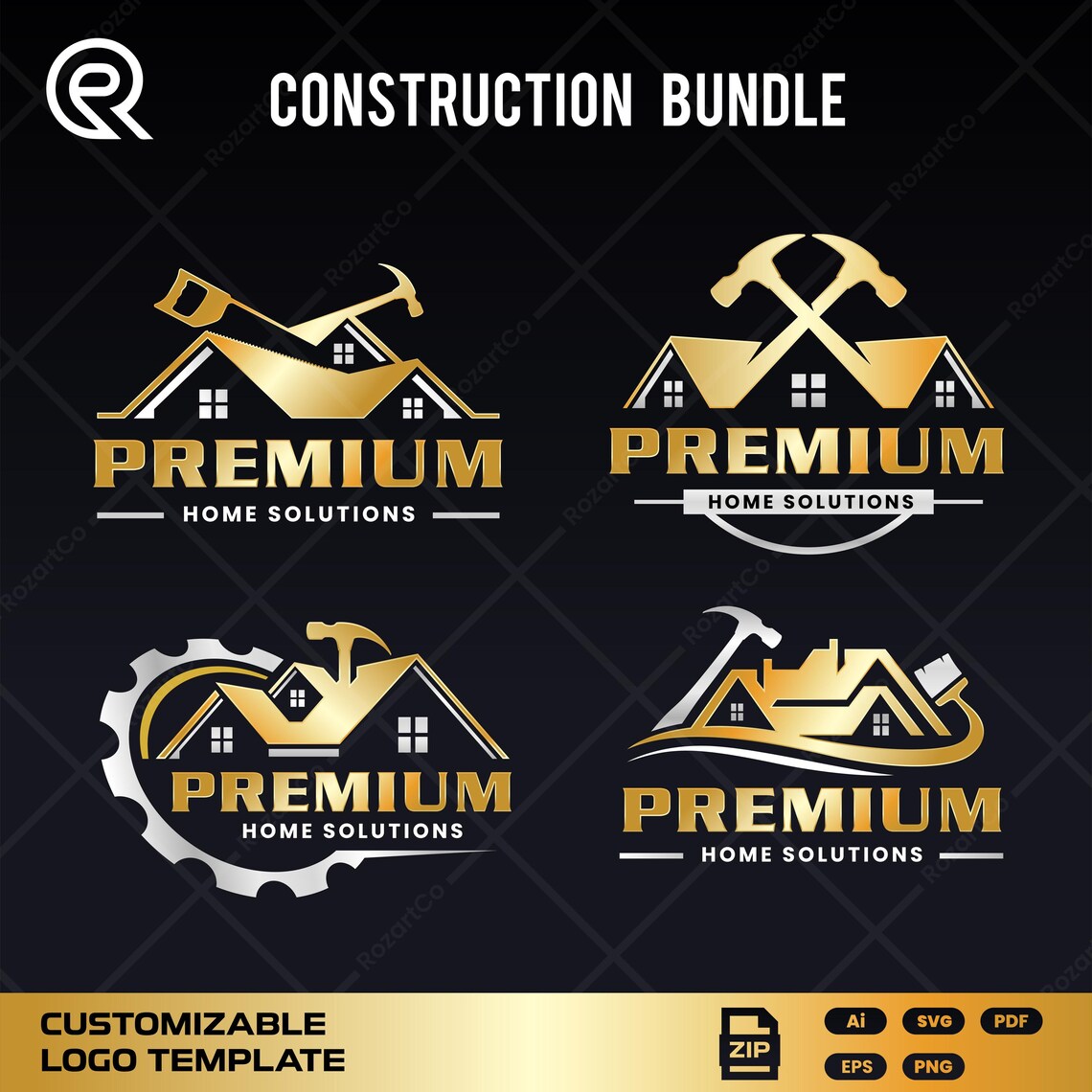 Premium Construction Logo Real Estate Logo, Home Repair, Builder Logos ...