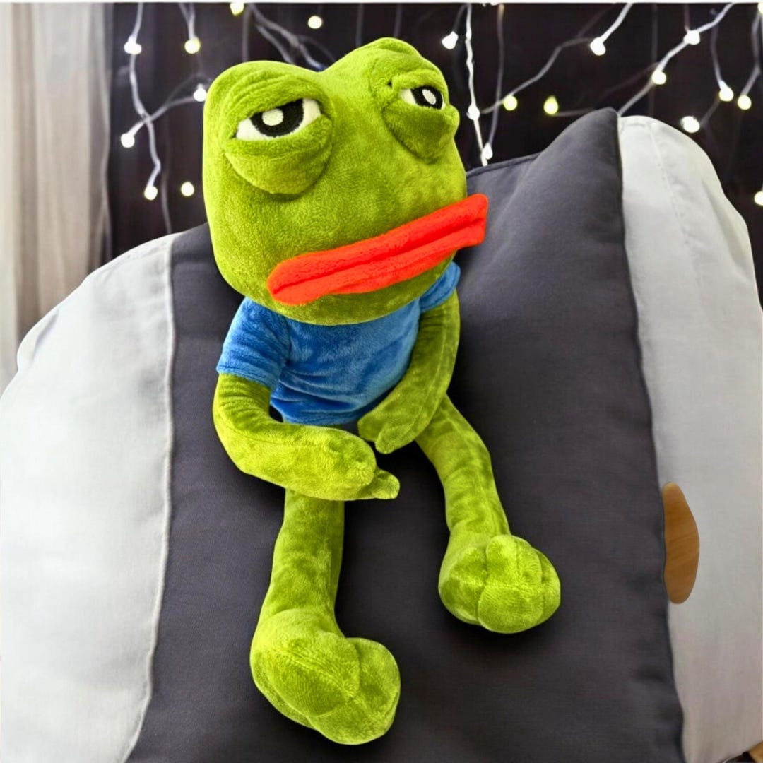 Cute Pepe the Frog Plush 45cm – Sad Frog Meme Plushie Gift | Cute Soft ...