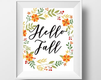 Printable Hello Fall Farmhouse Rustic Home Decor Wall Art 8x10 - Etsy