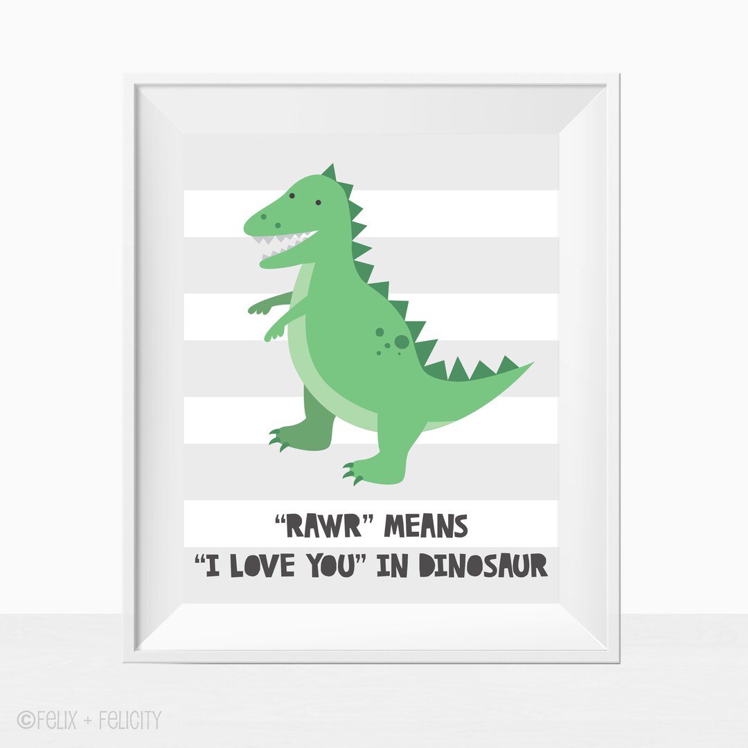 Printable rawr Means I Love You in Dinosaur Quote Wall Art, Baby Boy ...