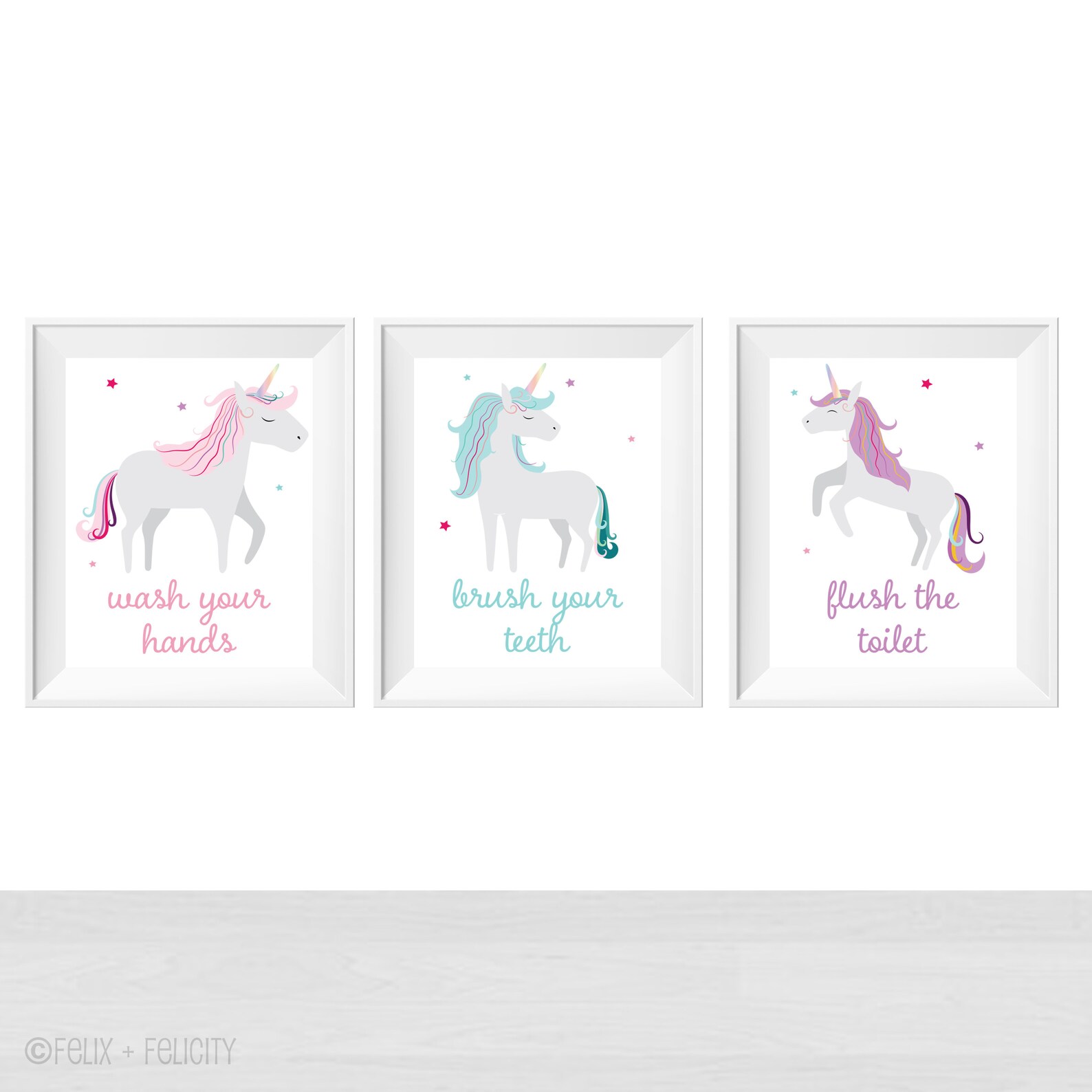 Printable Unicorn Wall Art Girl Bathroom Unicorns Theme | Etsy