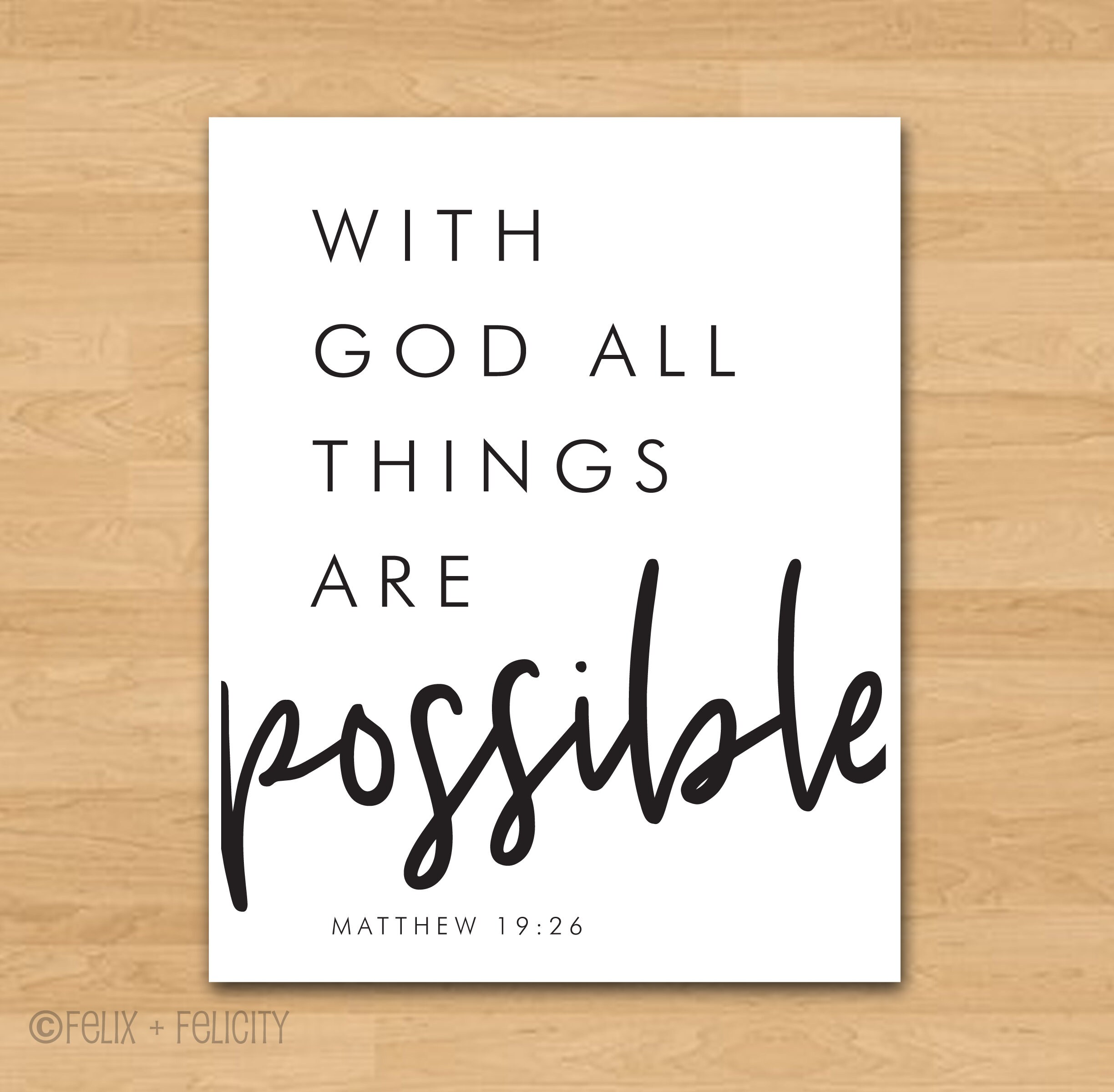 Printable KJV Bible Verse Wall Art With God All Things Are - Etsy