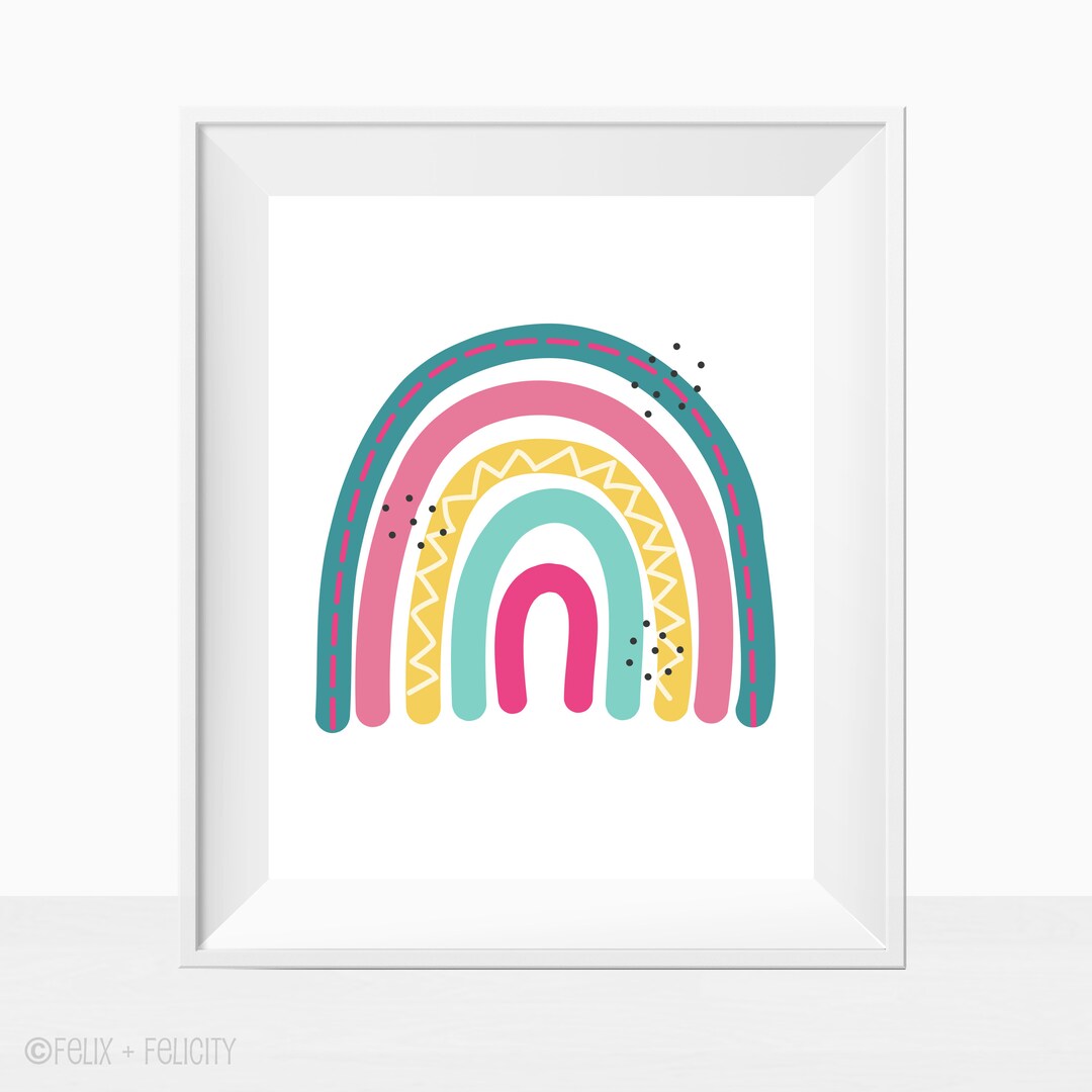 Printable Cute Rainbow Colorful Nursery Wall Decor for Toddler or ...