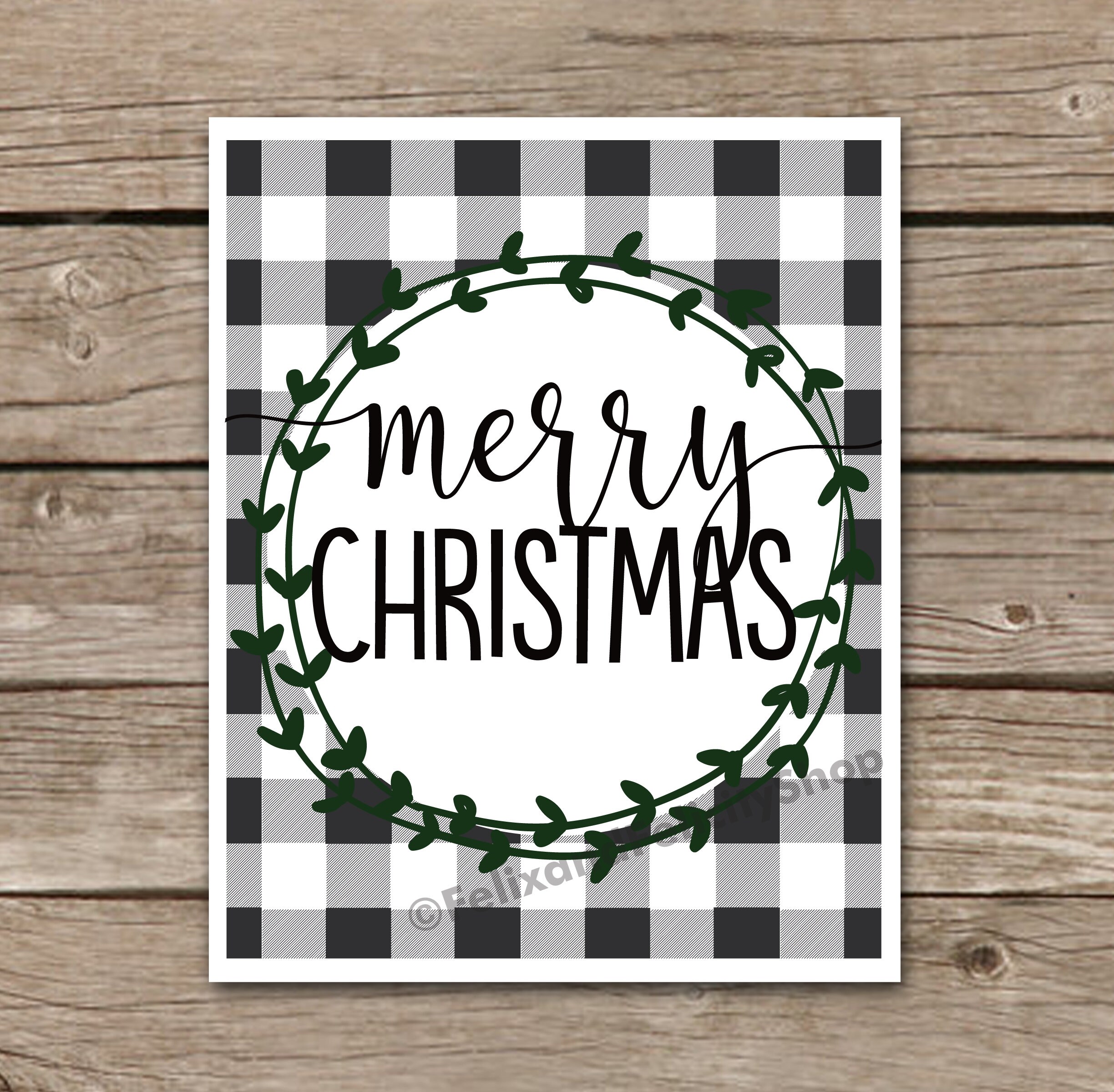 PRINTABLE Buffalo Check Plaid Merry Christmas Holiday Home - Etsy