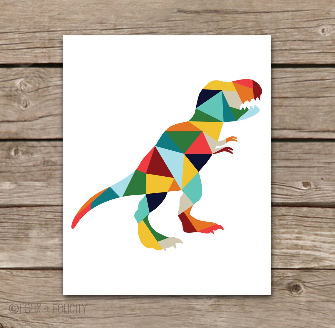 Printable Wall Art Colorful Geometric Dinosaur Boy Room - Etsy