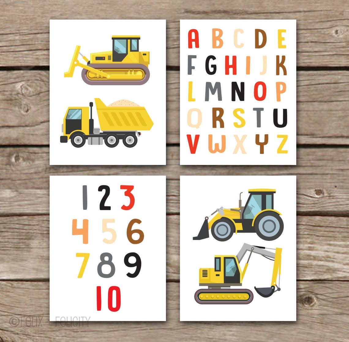 Printable ABC Alphabet and 123 Number Construction Vehicle | Etsy