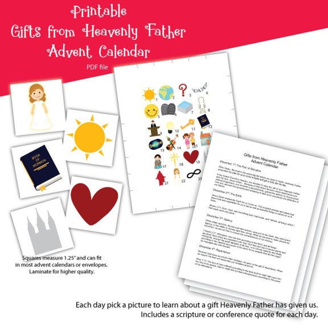 Printable Gifts From Heavenly Father Advent Calendar for Kids Christmas ...