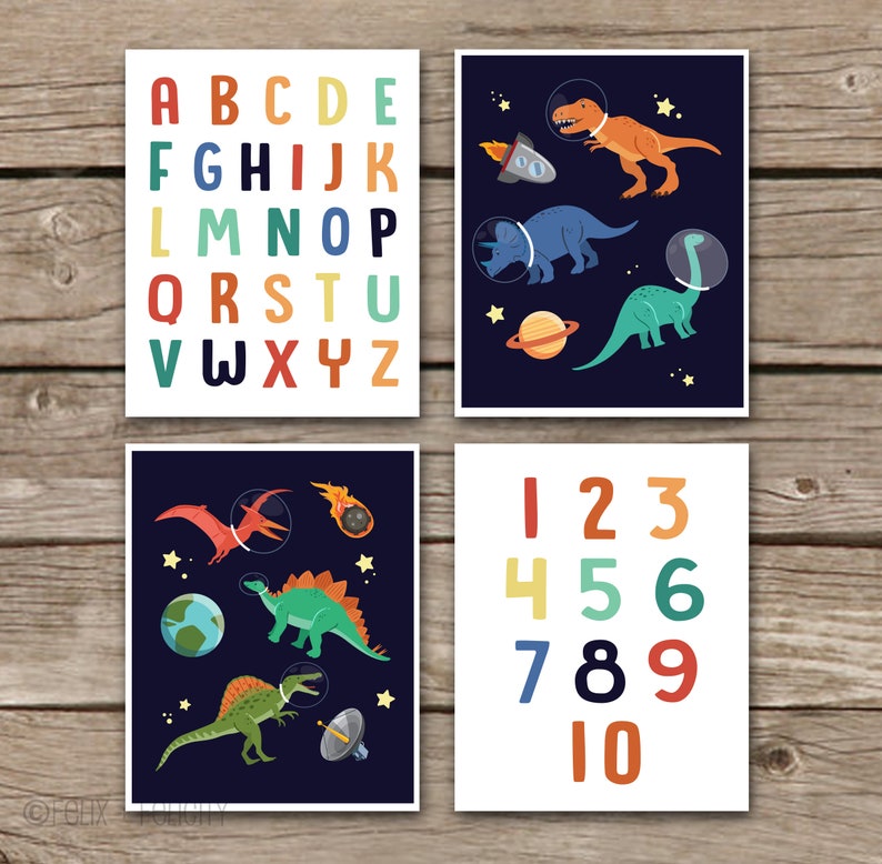 Printable Dinosaurs in Space Theme Children's Room Wall | Etsy