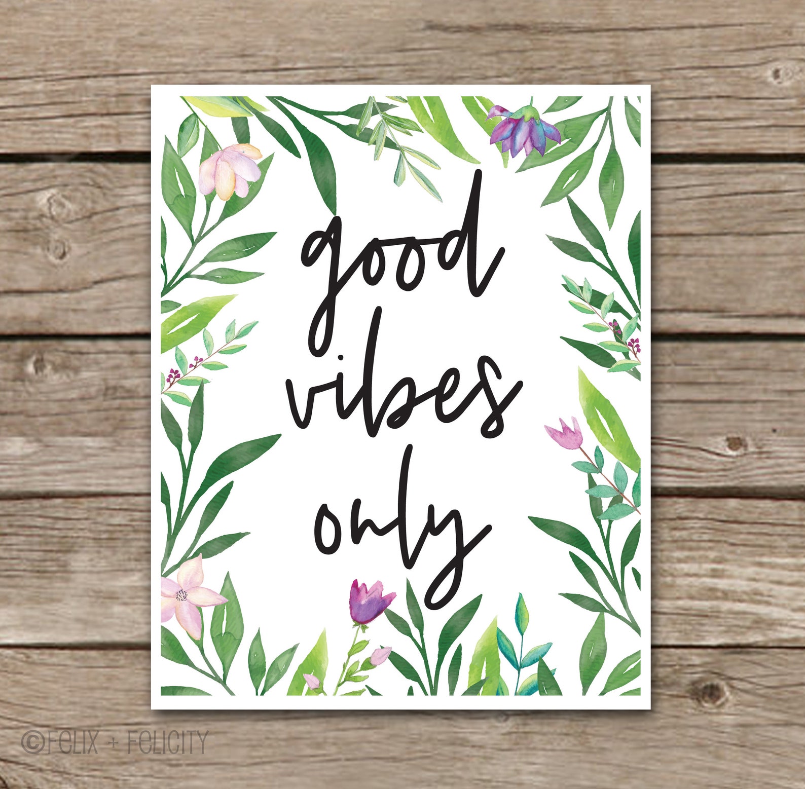 Printable Wall Art Quote good Vibes Only | Etsy