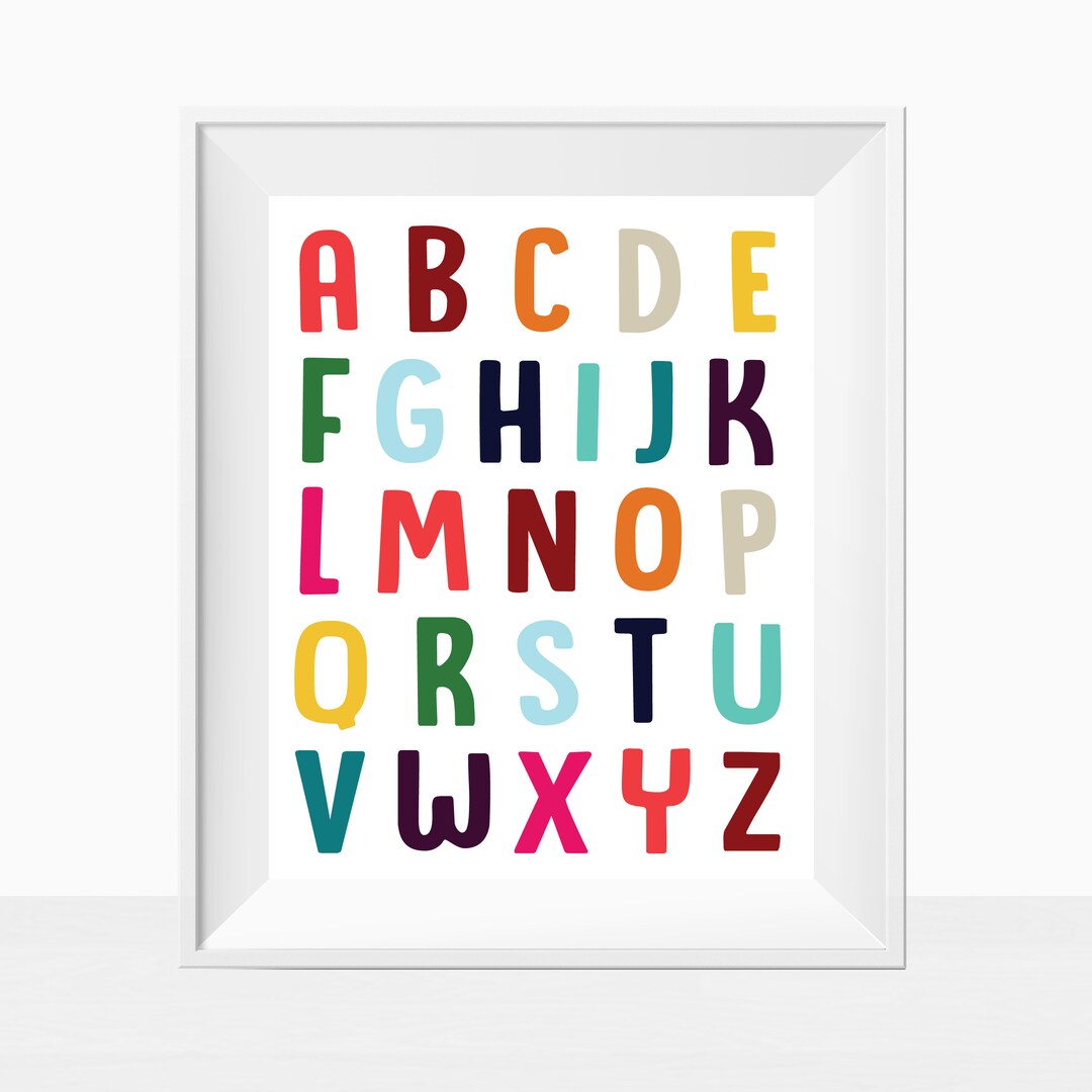 Printable Gender Neutral Nursery Alphabet Print - Colorful Rainbow Wall ...
