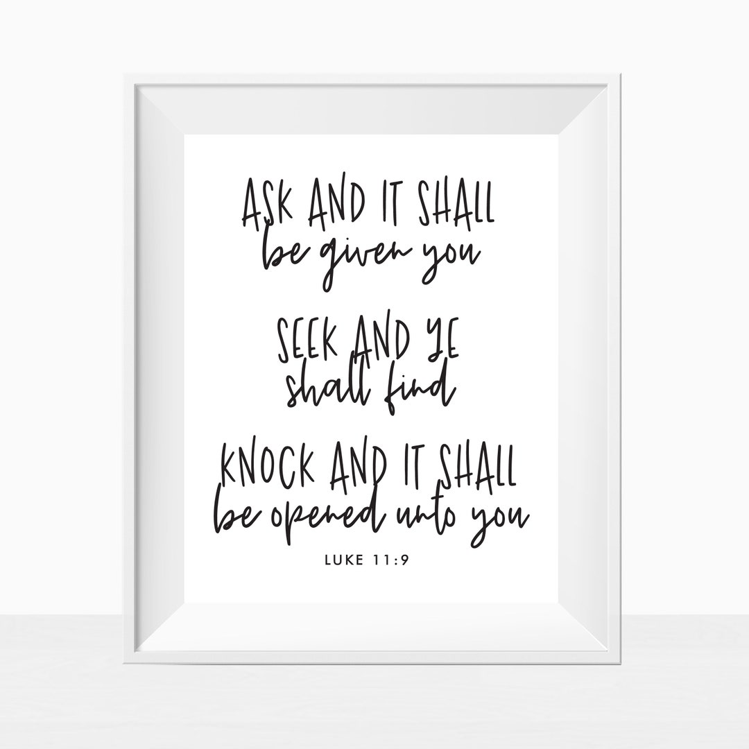 Printable Bible Verses Ask Seek and Knock Wall Art Print Christian KJV ...