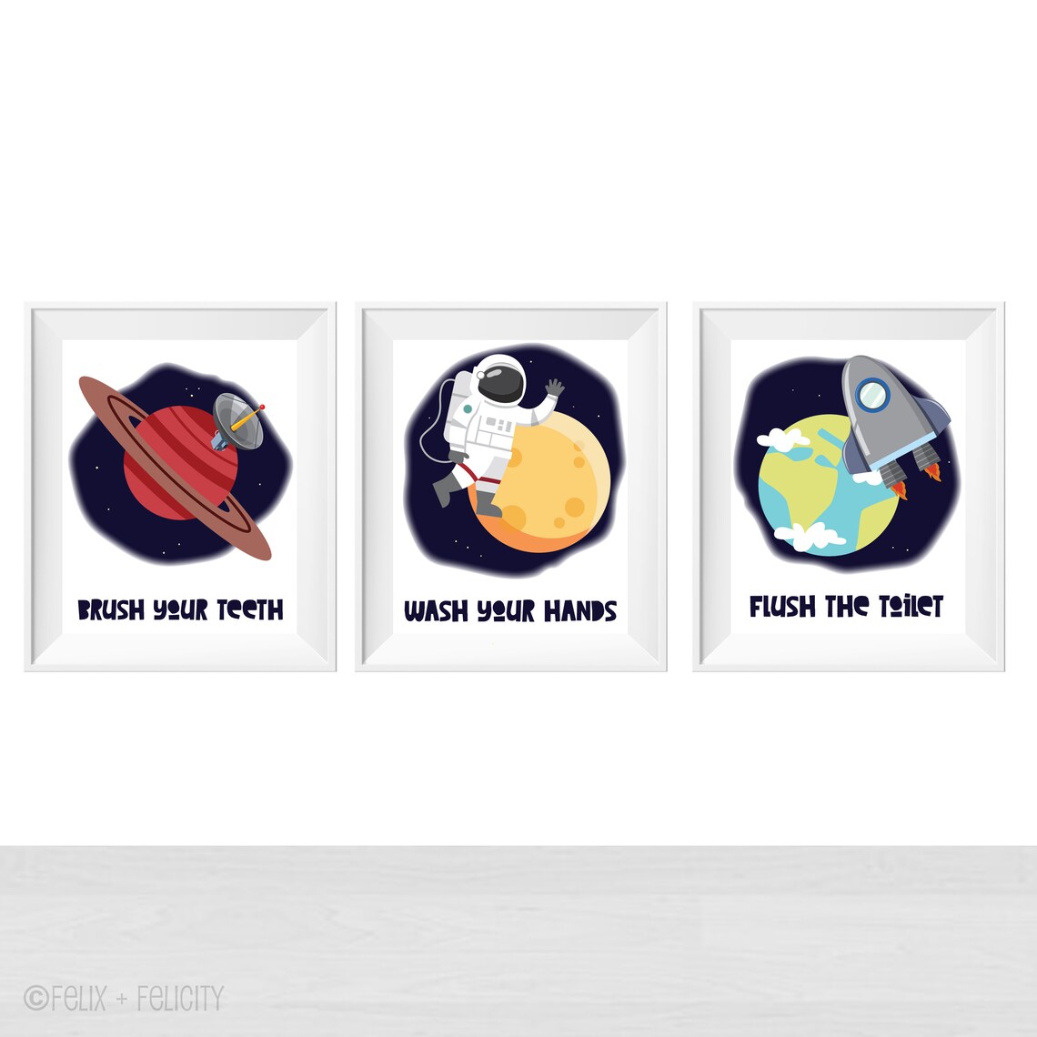 Printable Space Theme Children's Bathroom Wall Art Prints - Etsy