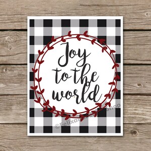 PRINTABLE Buffalo Check Plaid Joy to the World Christmas - Etsy