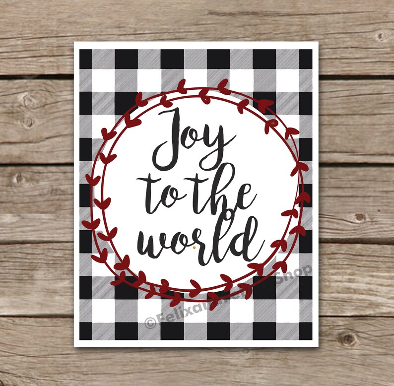 PRINTABLE Buffalo Check Plaid Joy to the World Christmas | Etsy