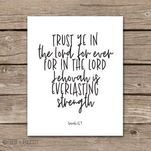 Printable Bible Verses Trust in the Lord Wall Art Print Christian KJV ...