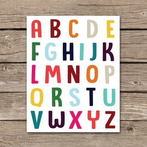 Printable Gender Neutral Nursery Alphabet Print - Colorful Rainbow Wall ...