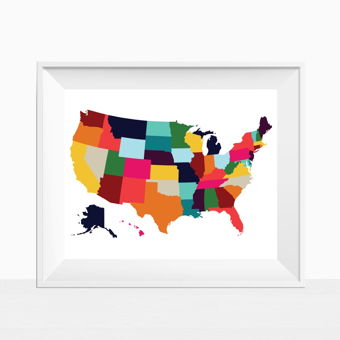 Printable Colorful Map of the United States Wall Art Rainbow - Etsy