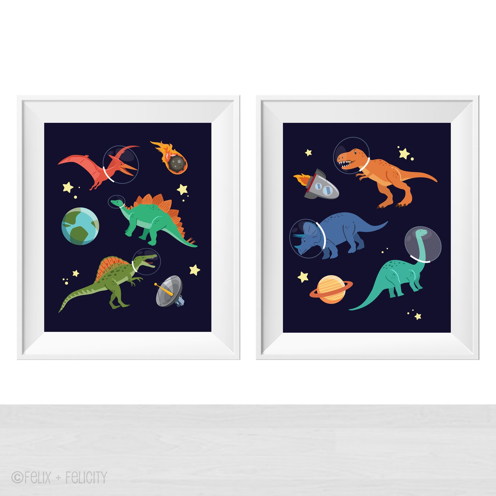 Printable Dinosaurs in Space Theme Children's Room Wall | Etsy