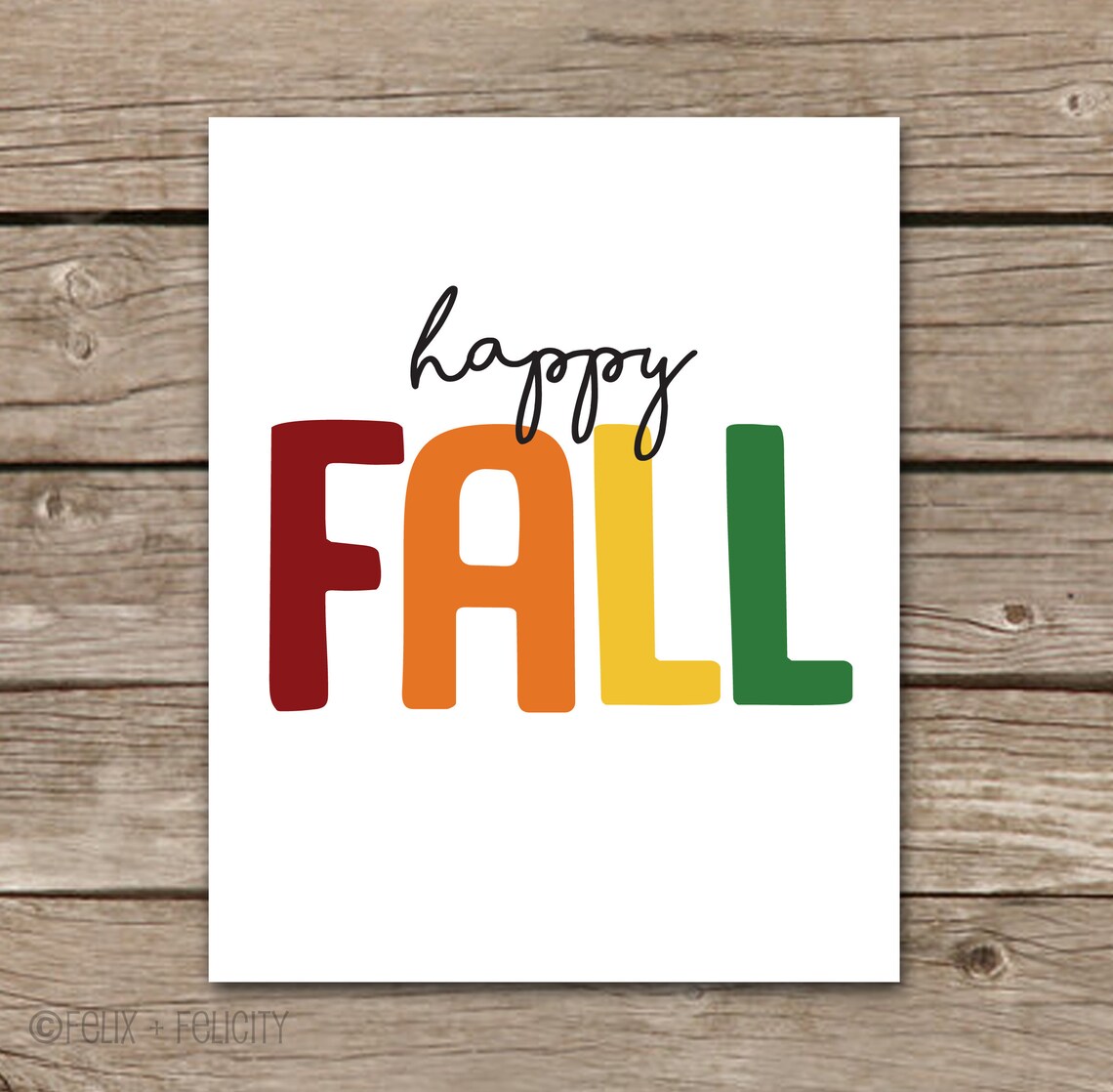Printable Happy Fall Quote Wall Art Colorful Home Decor - Etsy