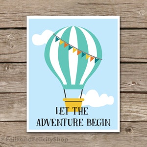 Printable Hot Air Balloon Adventure Quote, Travel Theme Children's ...