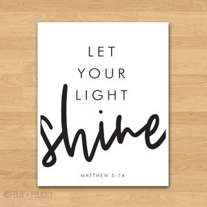 Printable KJV Bible Verse Wall Art Let Your Light Shine Religious ...