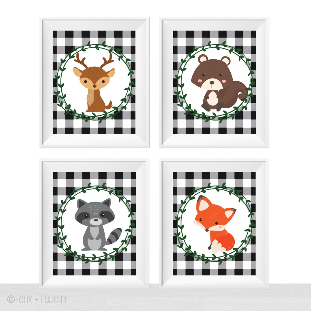 Printable Forest Woodland Buffalo Check Nursery 8x10 Posters, Childrens ...