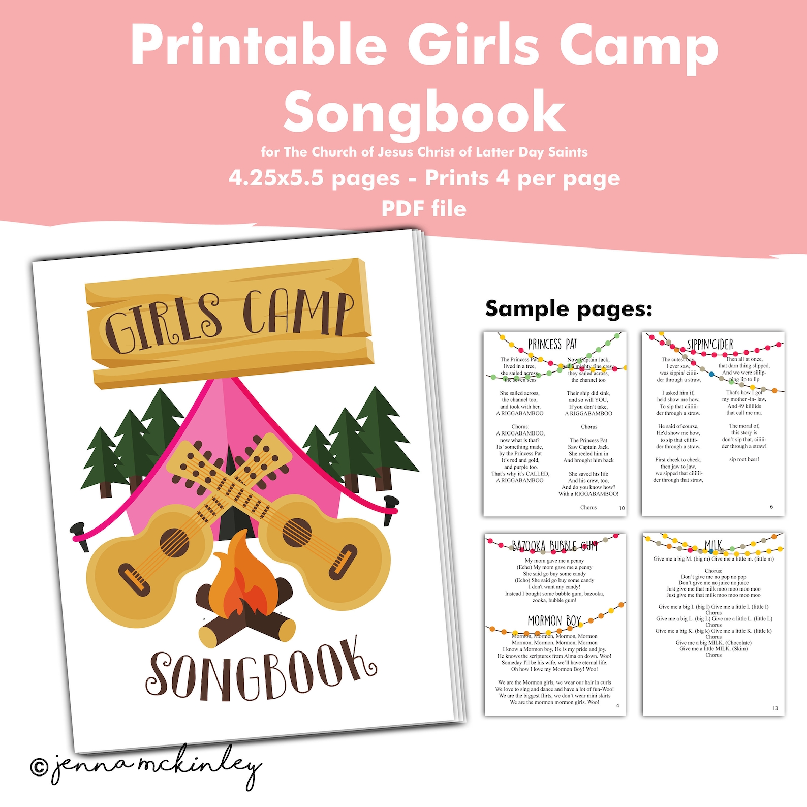 Printable Girls Camp Songbook for the Church of Jesus Christ of Latter ...