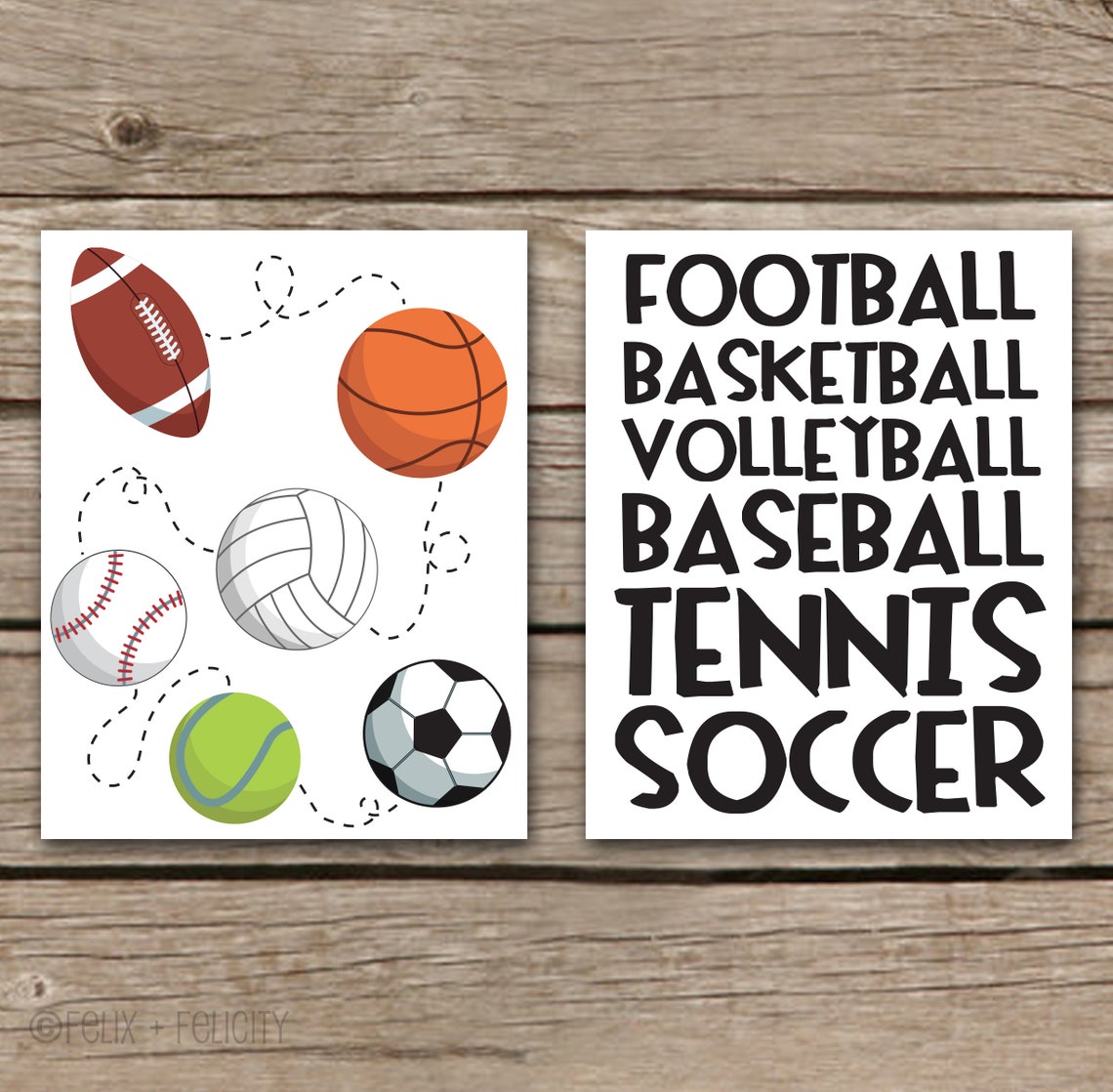 Printable Sports Theme Kids Playroom Wall Art Childrens | Etsy