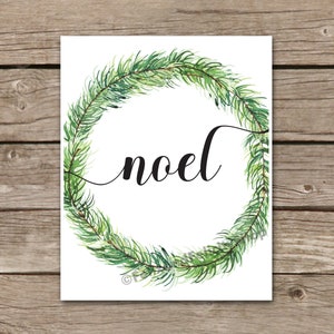 Printable Noel Pine Calligraphy Print Sign Holiday Home Decor Seasonal ...
