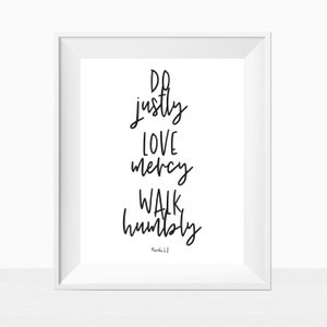 Printable Bible Verses Justice Mercy Humility Wall Art Print Christian ...